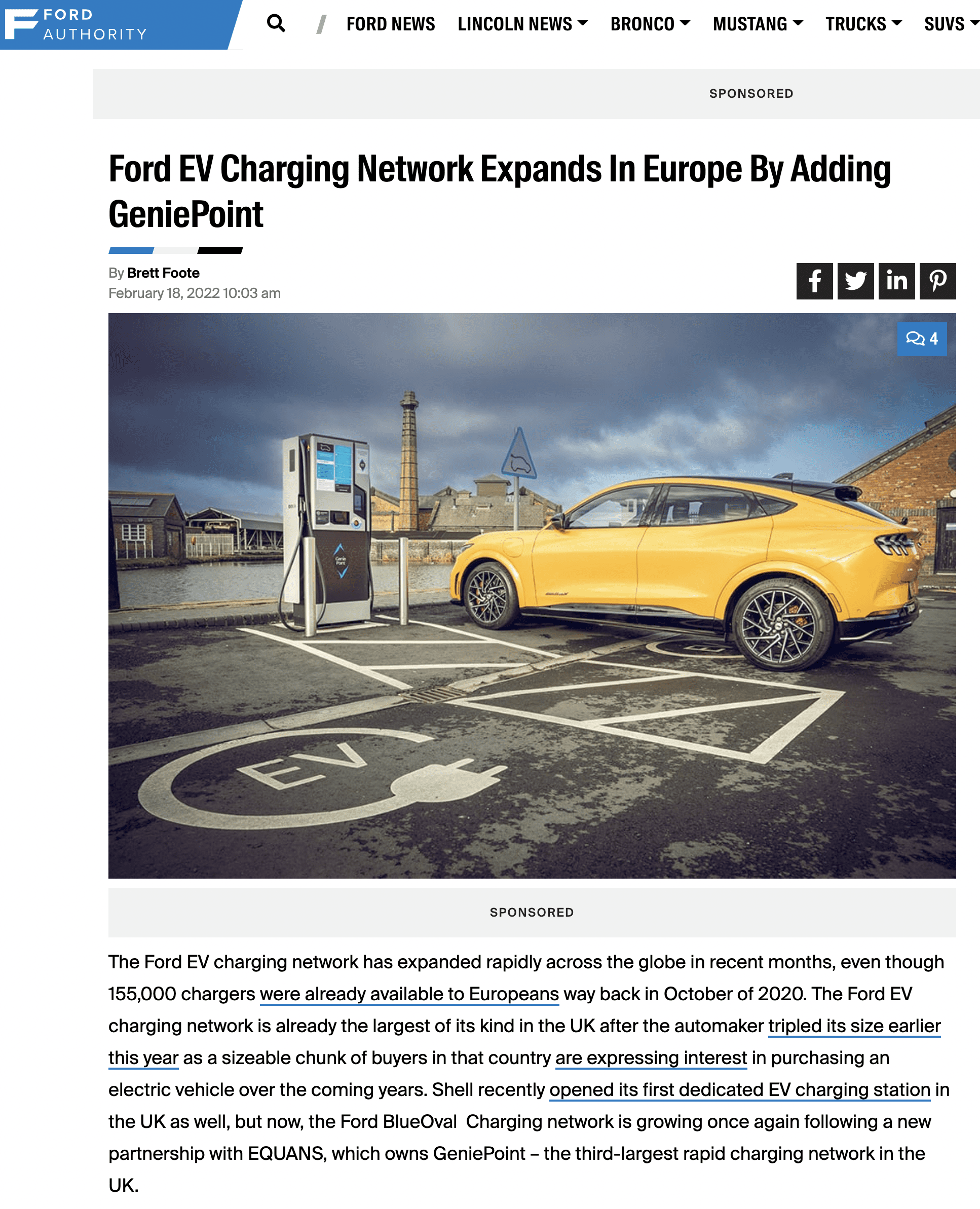 FORD Electric Charging with GeniePoint